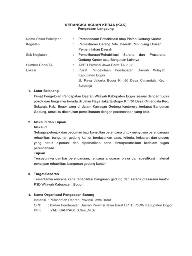 Rehabilitasi Atap Kantor Bogor 2023 | PDF