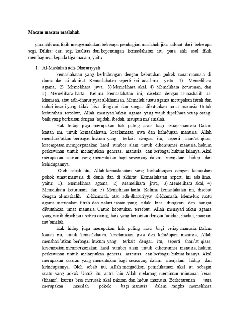 Macam Macam Maslahah | PDF