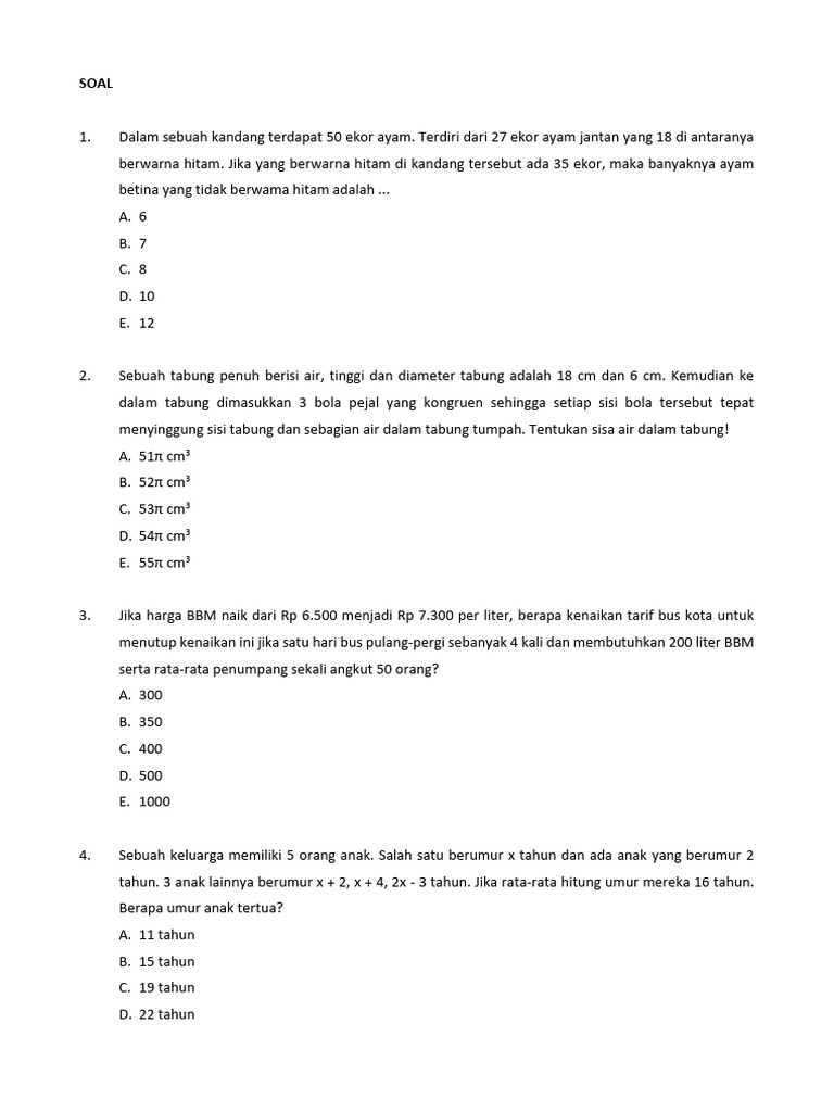 50 Soal Cerita Matematika #5 | PDF
