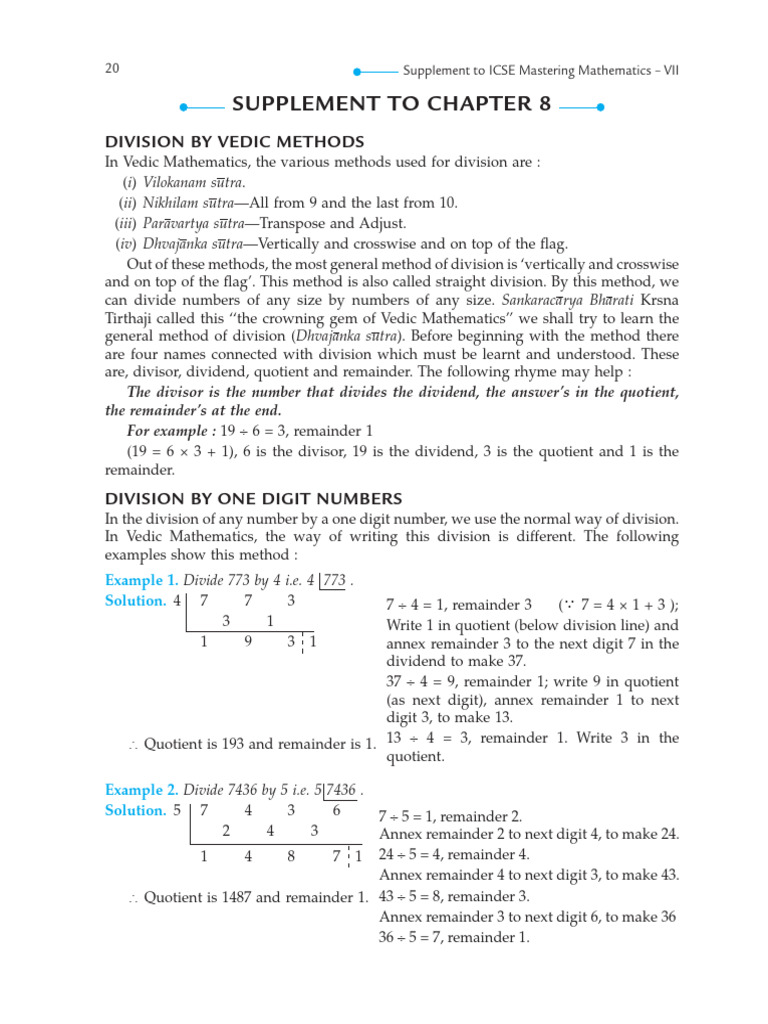 VedicMaths-07 | PDF | Division (Mathematics) | Arithmetic