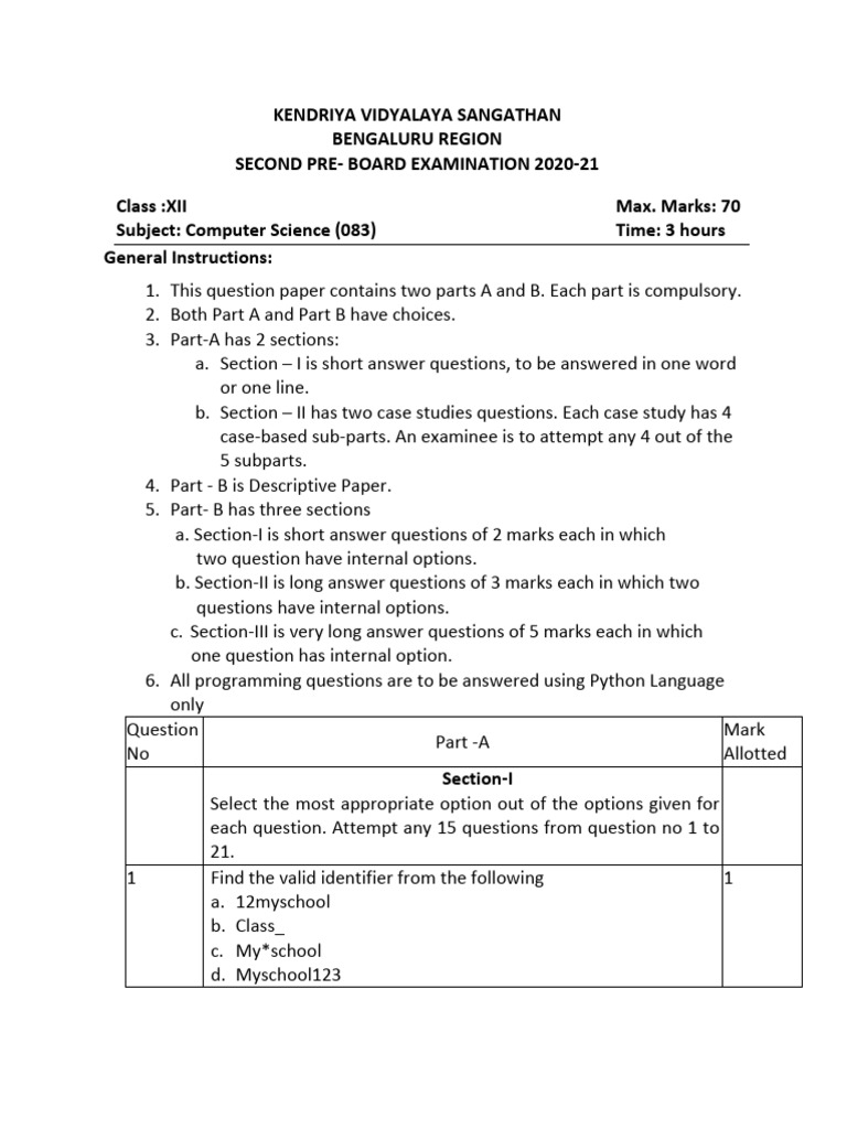Xii Cs Bengalore | PDF | Table (Database) | Network Topology Xii Cs Bengalore | PDF | Table (Database) | Network Topology