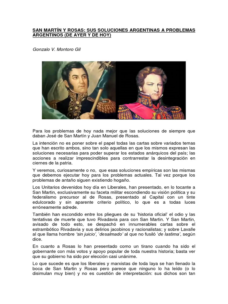 GVMG ('San Martín y Rosas-Sus Soluciones Argentinas A Problemas ...