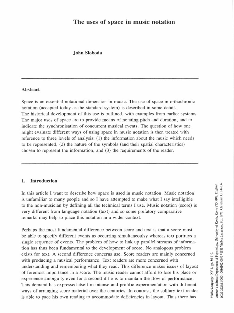 The Uses of Space in Music Notation | PDF | Musical Notation | Notation