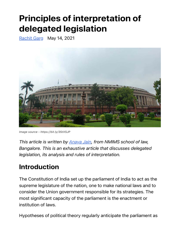 Delegated Legislation Interpretation | PDF | Parliament | Constitution