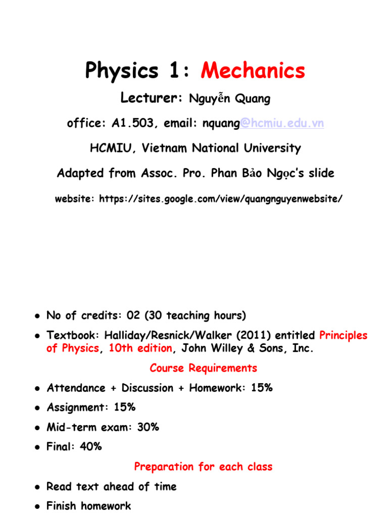 Lecture01 P1 | PDF | Kinematics | Velocity