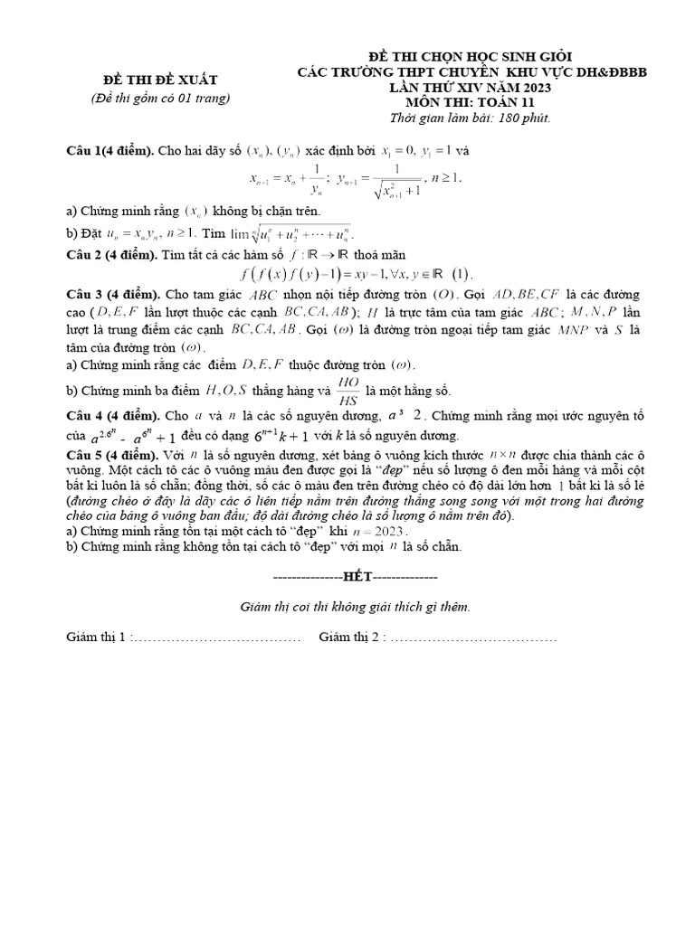 de Xuat TOAN 11 Duyen Hai | PDF