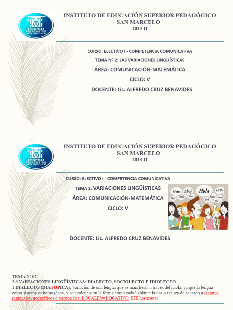 Variaciones Linguísticas | PDF | Dialecto | Perú