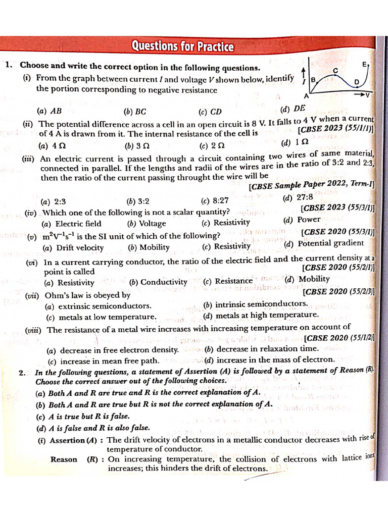 Important Questions Current Electricity | PDF