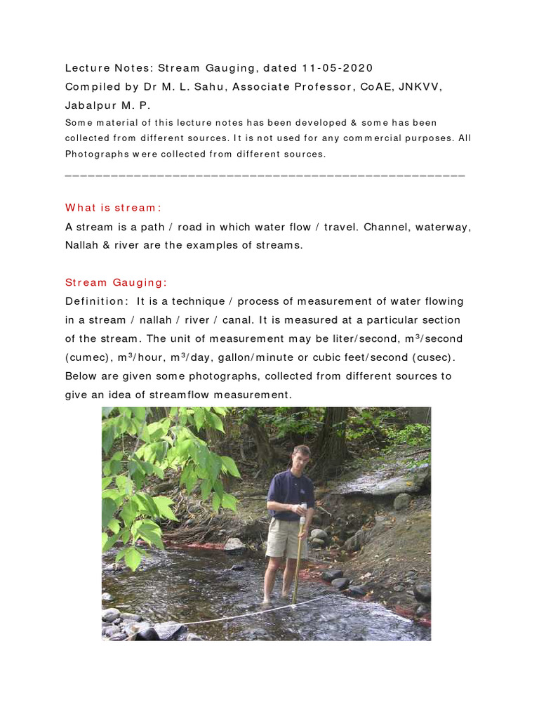 Stream Gauging | PDF | Stream | Discharge (Hydrology)