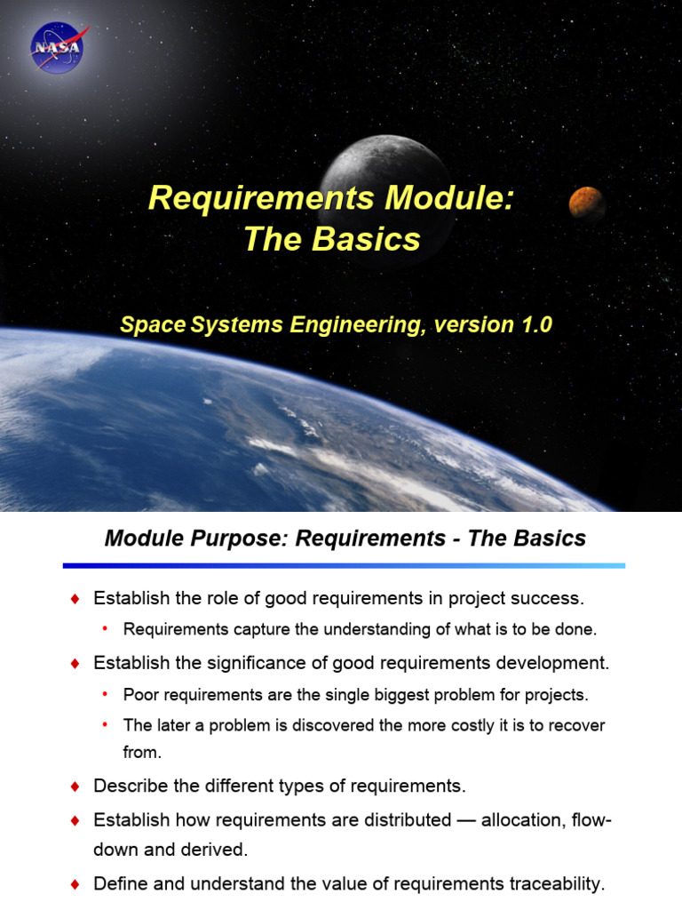 9.Rqmnts Module Basics | PDF | Nasa | Orion (Spacecraft)