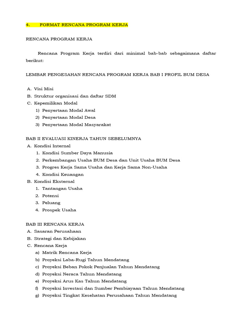 Format Rencana Kerja | PDF