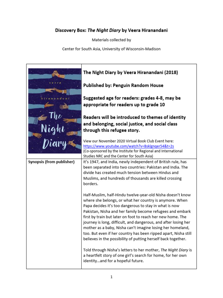 The Night Diary Study Material | PDF | Pakistan | Kashmir