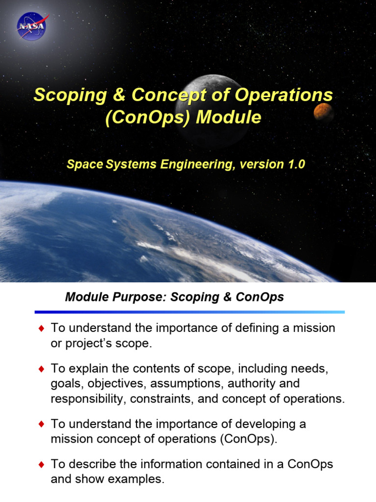 5.ScopingConOps Module V.1 | PDF | Nasa | Space Rendezvous