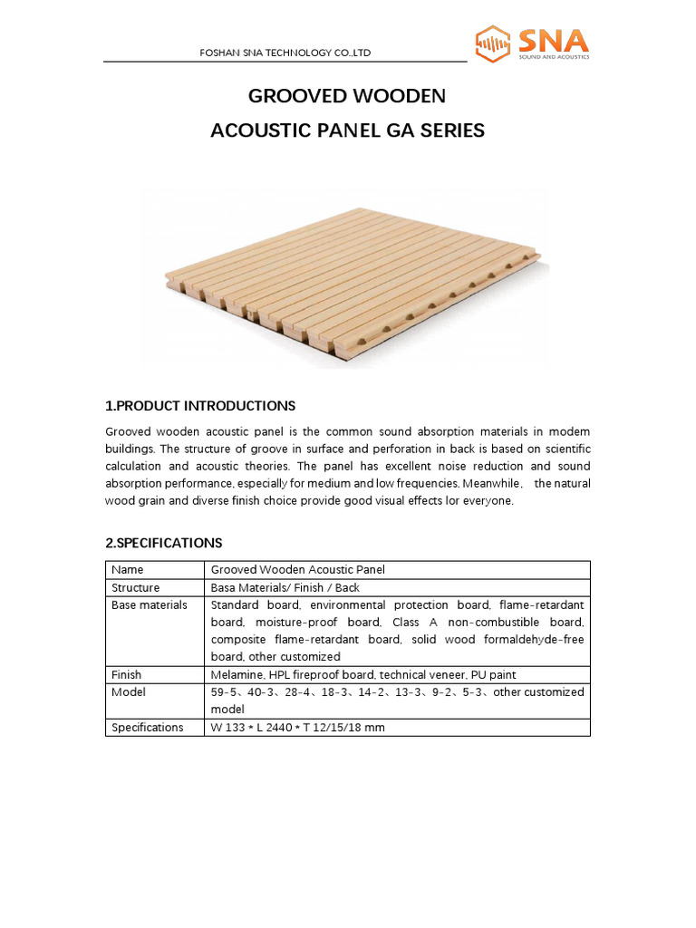 Grooved Wooden Acoustic Panel Data Sheet | PDF | Building Materials ...