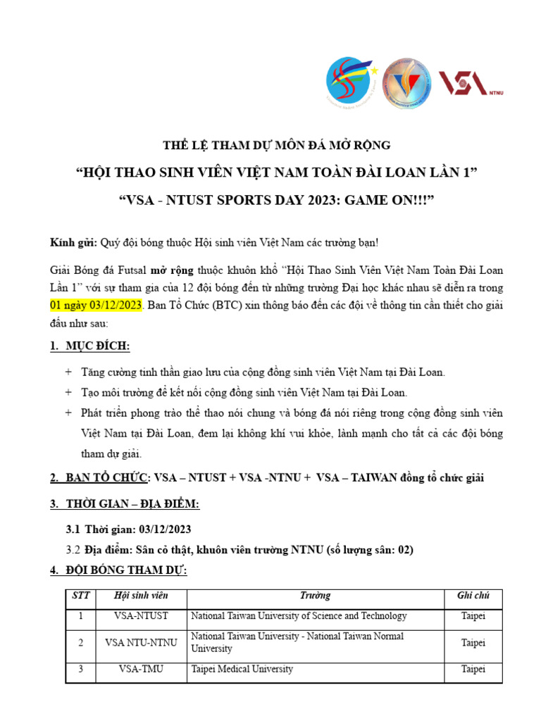 HTSV VN TOÀN ĐÀI LOAN LẦN 1 BÓNG ĐÁ | PDF