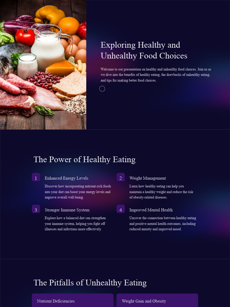 Healthy vs. Unhealthy Food Choices | PDF | Healthy Diet | Diet & Nutrition