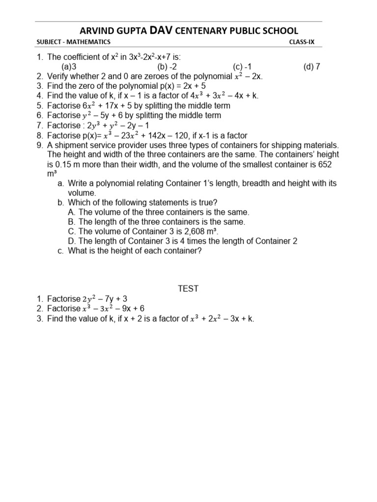 Polynomials 2 | PDF