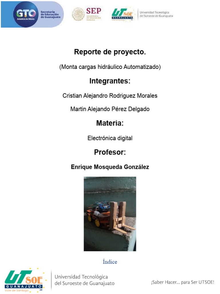 Reporte de Proyecto Electronica | PDF | Electrónica | Arduino