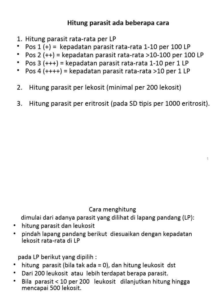 Cara Hitung Densitas Parasit | PDF