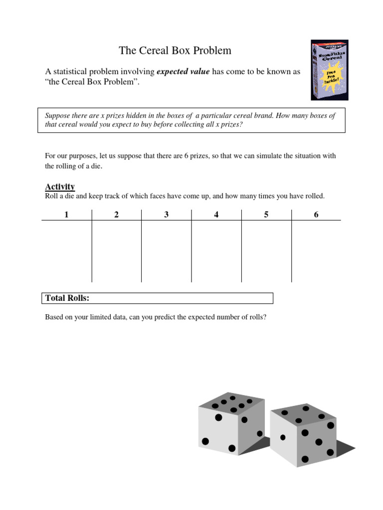 Cereal Box Problem: Expected Value Simulation | PDF