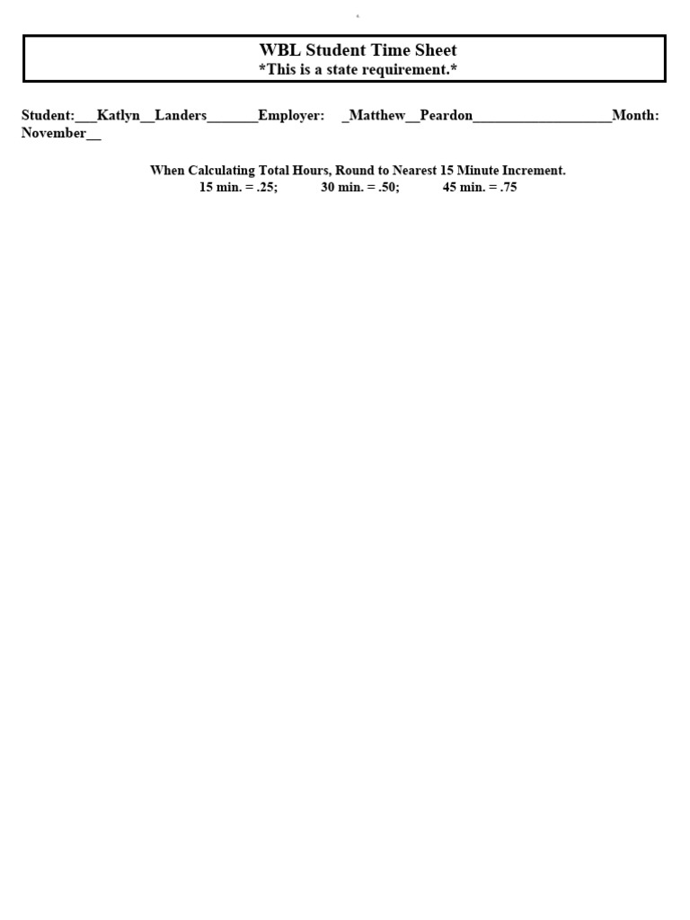 ahs wbl time sheet 2 | PDF