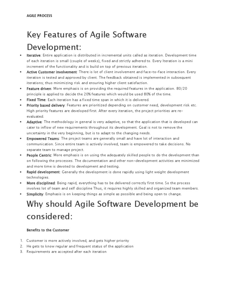 Key Features of Agile Software Development | PDF | Agile Software ...