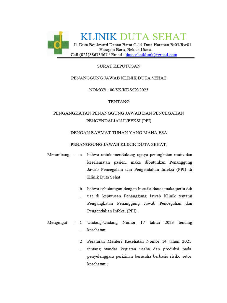 SK Penanggung Jawab Ppi | PDF | Pengembangan Diri | Kesehatan Holistik