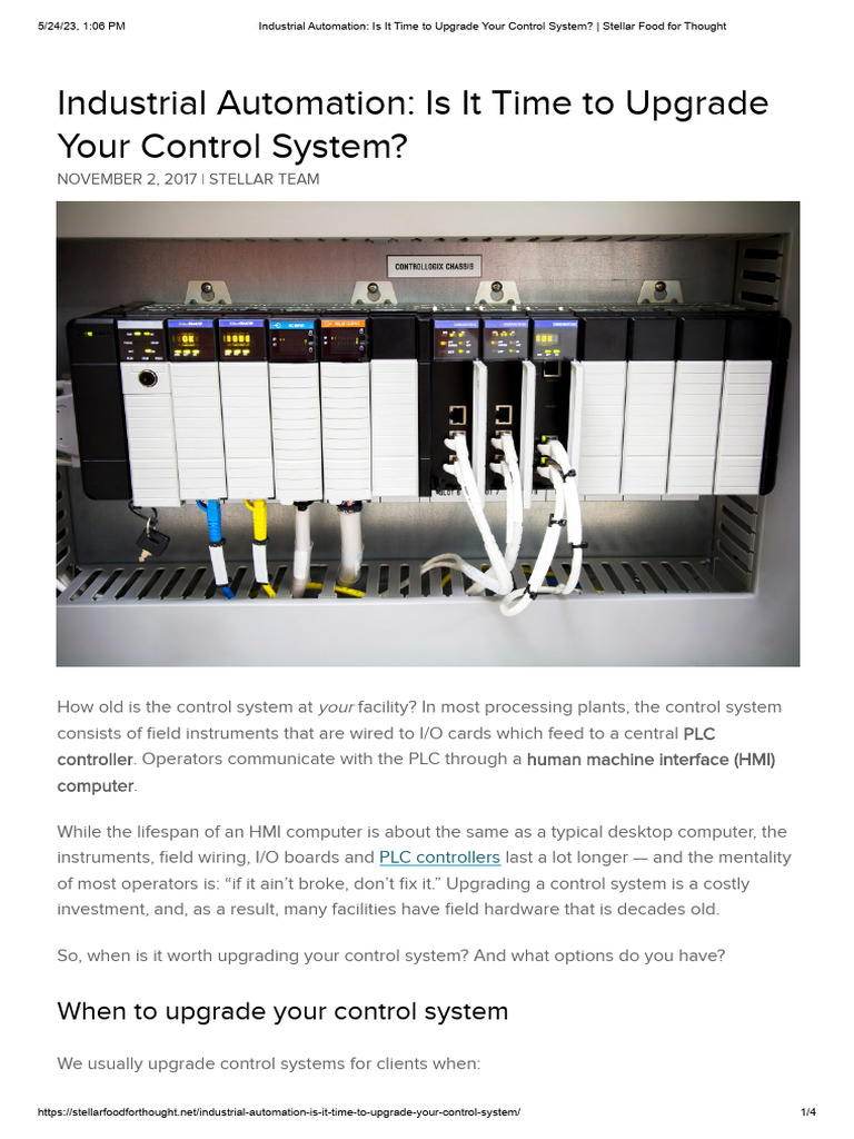 Industrial Automation - Is It Time To Upgrade Your Control System - Stellar Food For Thought ...