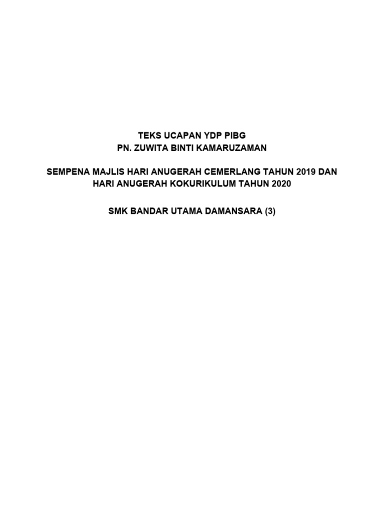 Teks Ucapan Ydp Pibg Anugerah Cemerlang | PDF