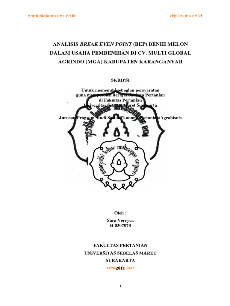 (123dok - Com) Analisis Break Even Point Bep Benih Melon Dalam Usaha ...