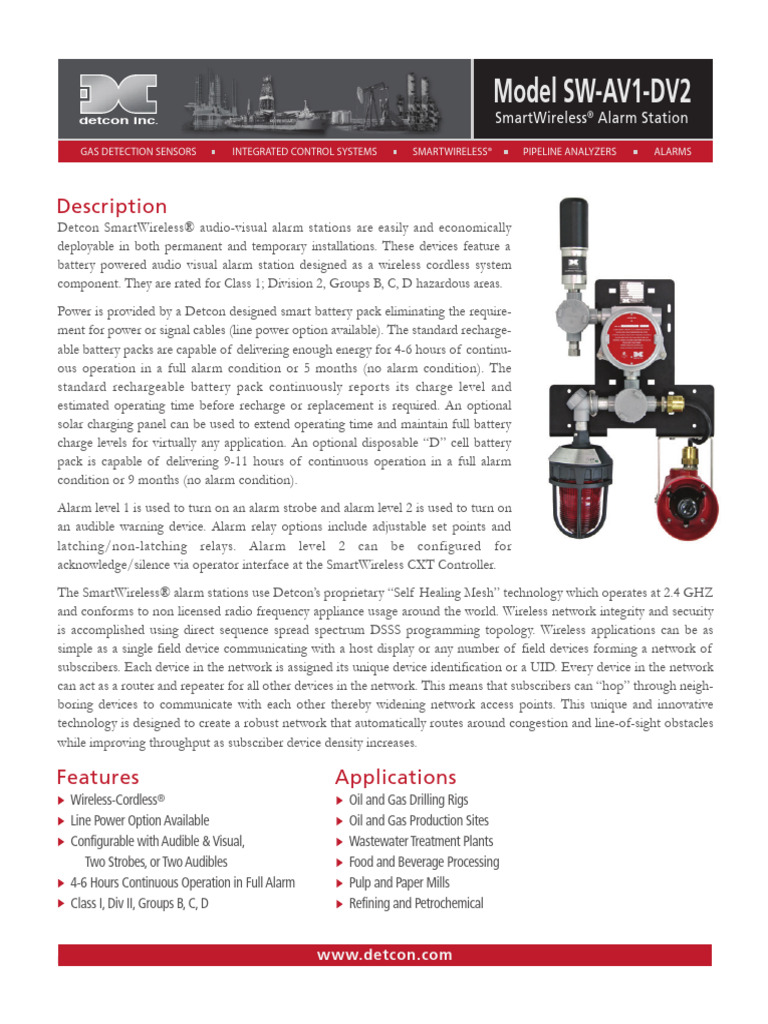 SW-AV1-DV2 SmartWireless Alarm Station PDS | PDF | Rechargeable Battery ...