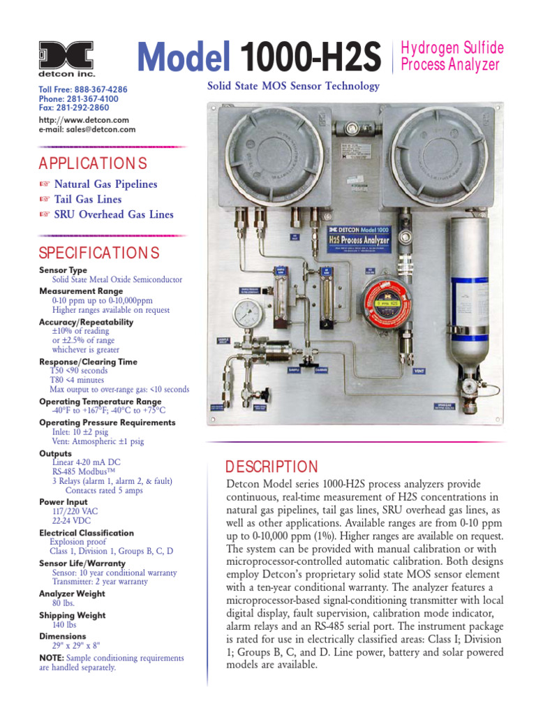 1000-H2S MOS Data Sheet | PDF | Sensor | Chemical Substances