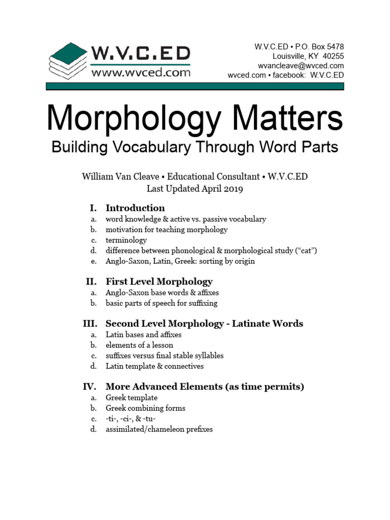 Morphology in Vocabulary Building | PDF | Word | Morphology (Linguistics)