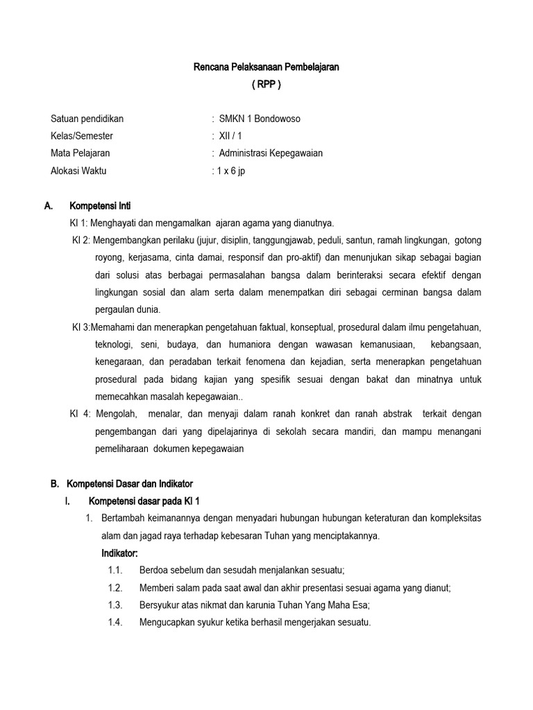 RPP Adm Kepegawaian 12 kd.3.14 Sumpah Dan Janji Pegawai | PDF