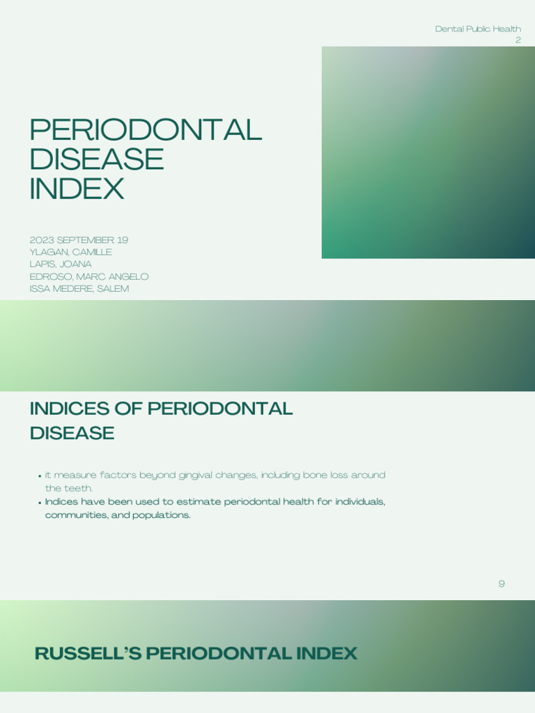 Group 4 Periodontal Disease Index | PDF | Periodontology | Diseases And ...