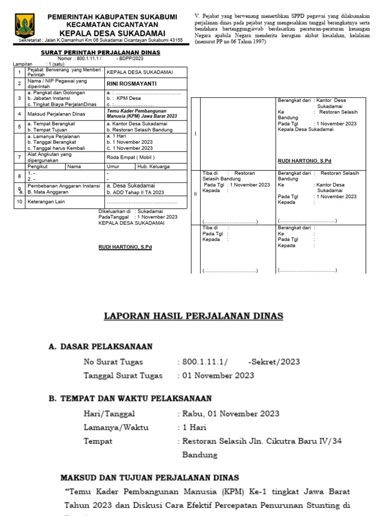 SPPD & SURAT TUGAS KPM | PDF