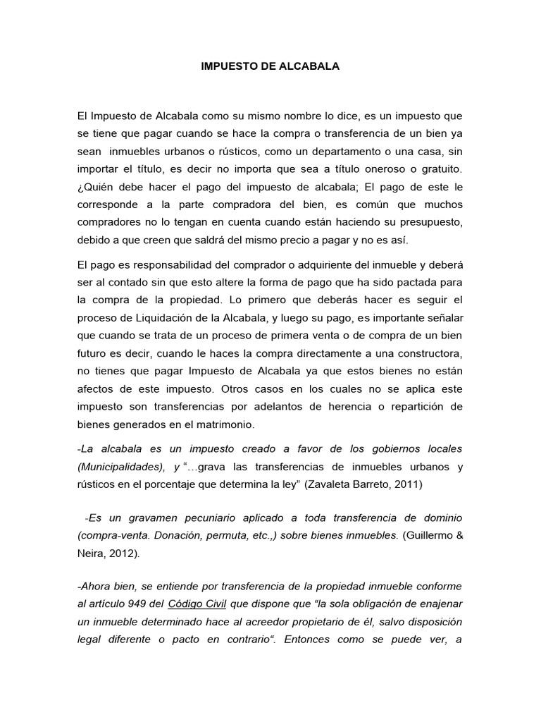Impuesto de Alcabala | PDF | Impuestos | Propiedad