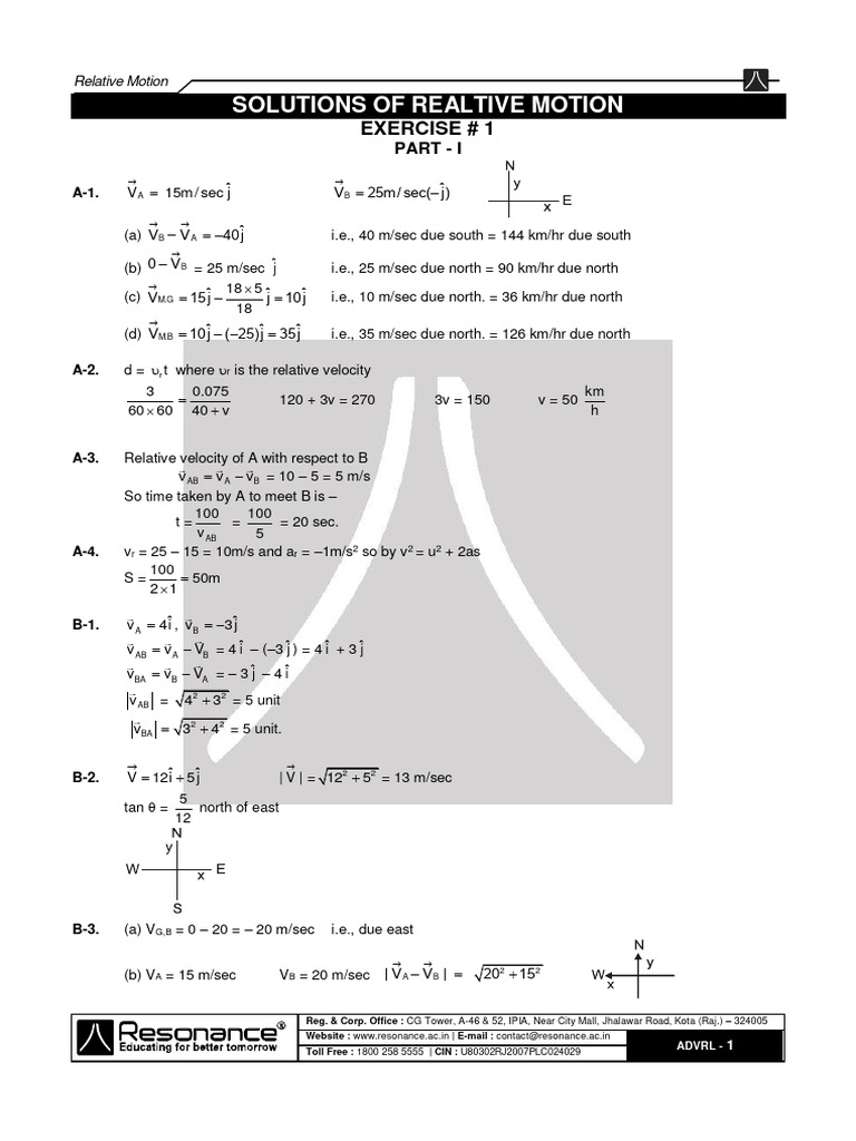 Solutions of Relative Motion English | PDF | Acceleration | Rates