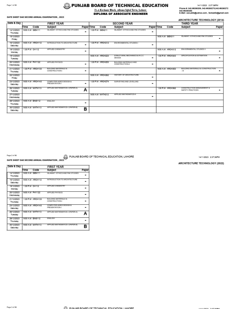 First Year Second Year Third Year: Diploma of Associate Engineer ...