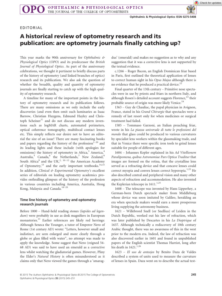 Ophthalmic Physiologic Optic - 2015 - Elliott - A Historical Review of ...