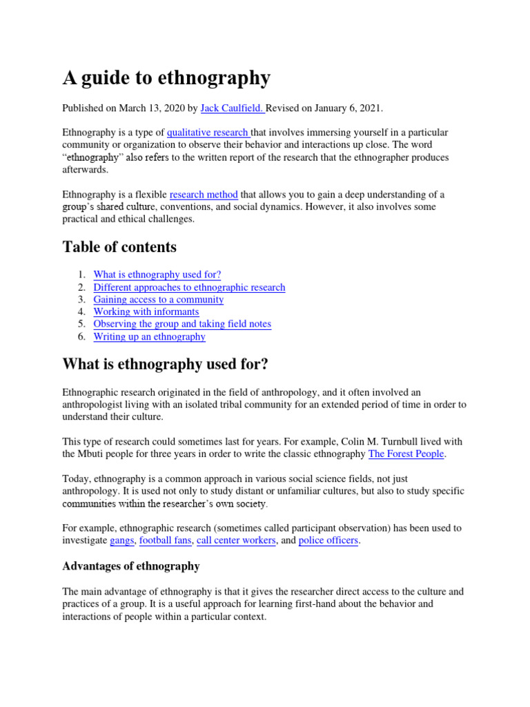 Ethnography | PDF | Ethnography | Anthropology