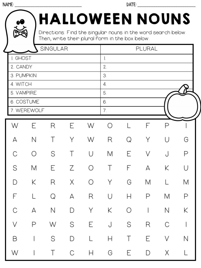 Halloween Nouns | PDF | Grammatical Number | Plural