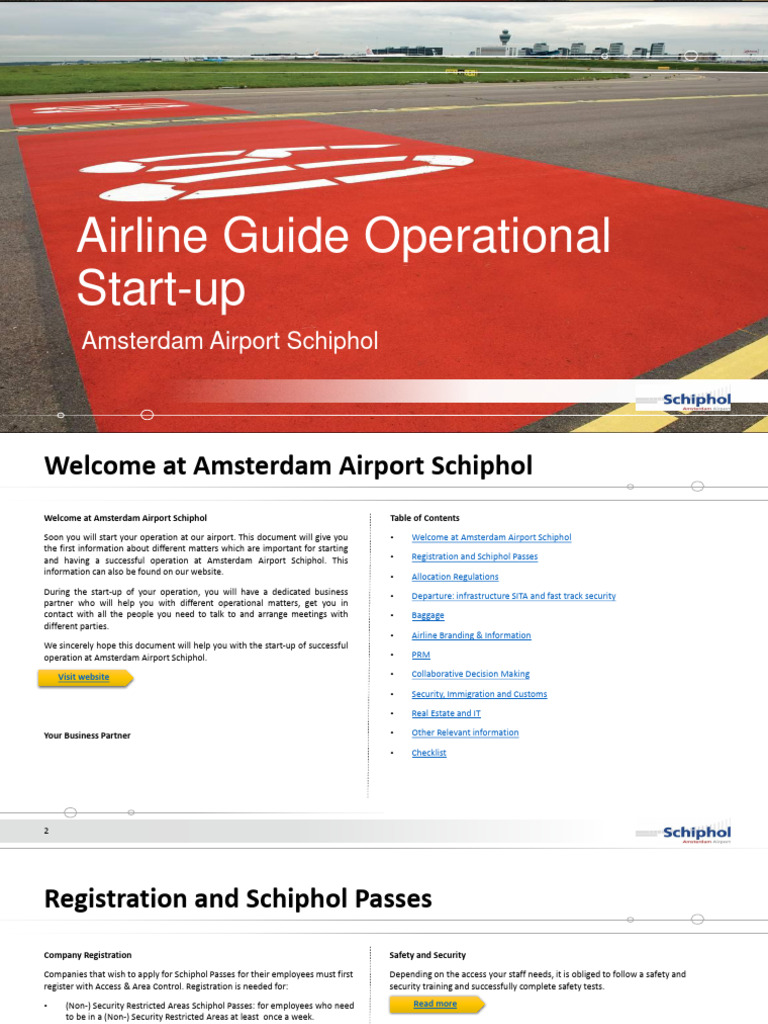 Schiphol Start-Up Guide for Airlines | PDF | Airport