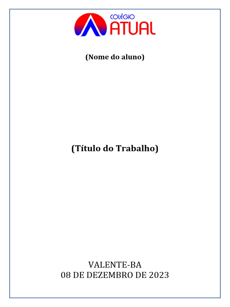 Modelo Capa Padrão Dos Trabalhos | PDF