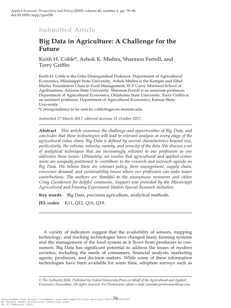 Big Data's Role in Future Agriculture | PDF | Machine Learning | Analytics
