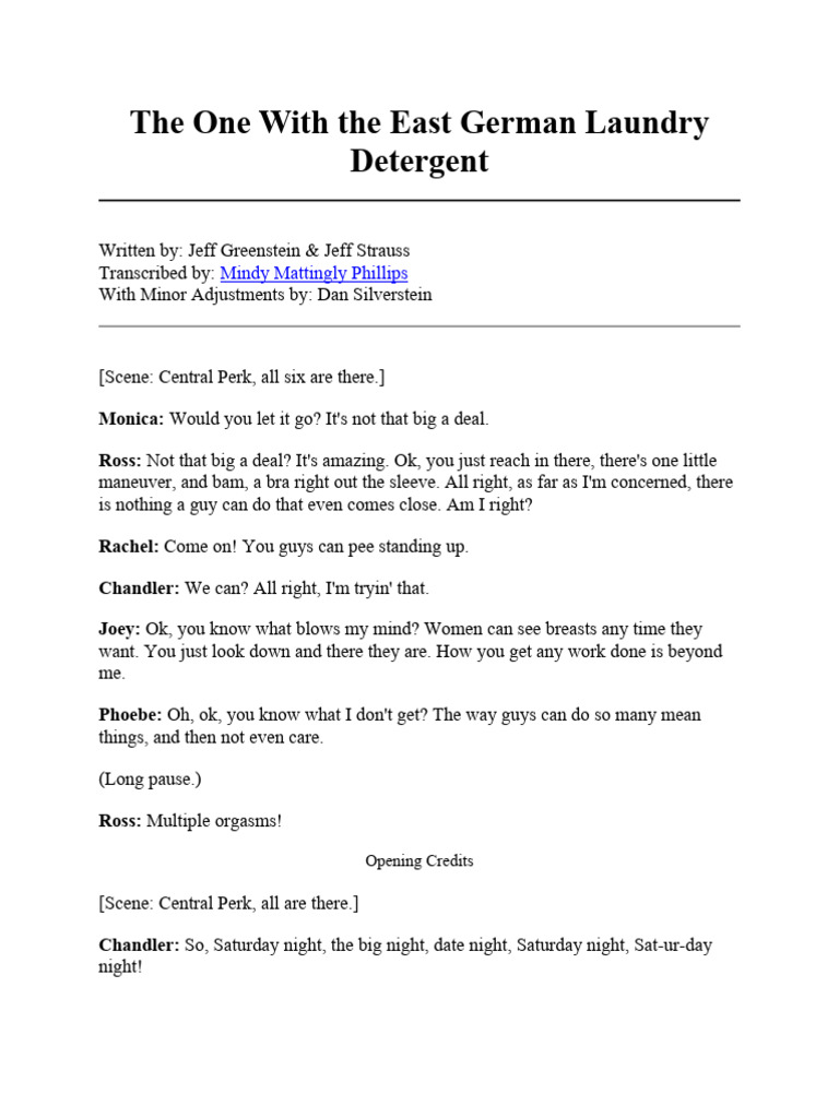 1.5 The One With The East German Laundry Detergent | PDF | Friends