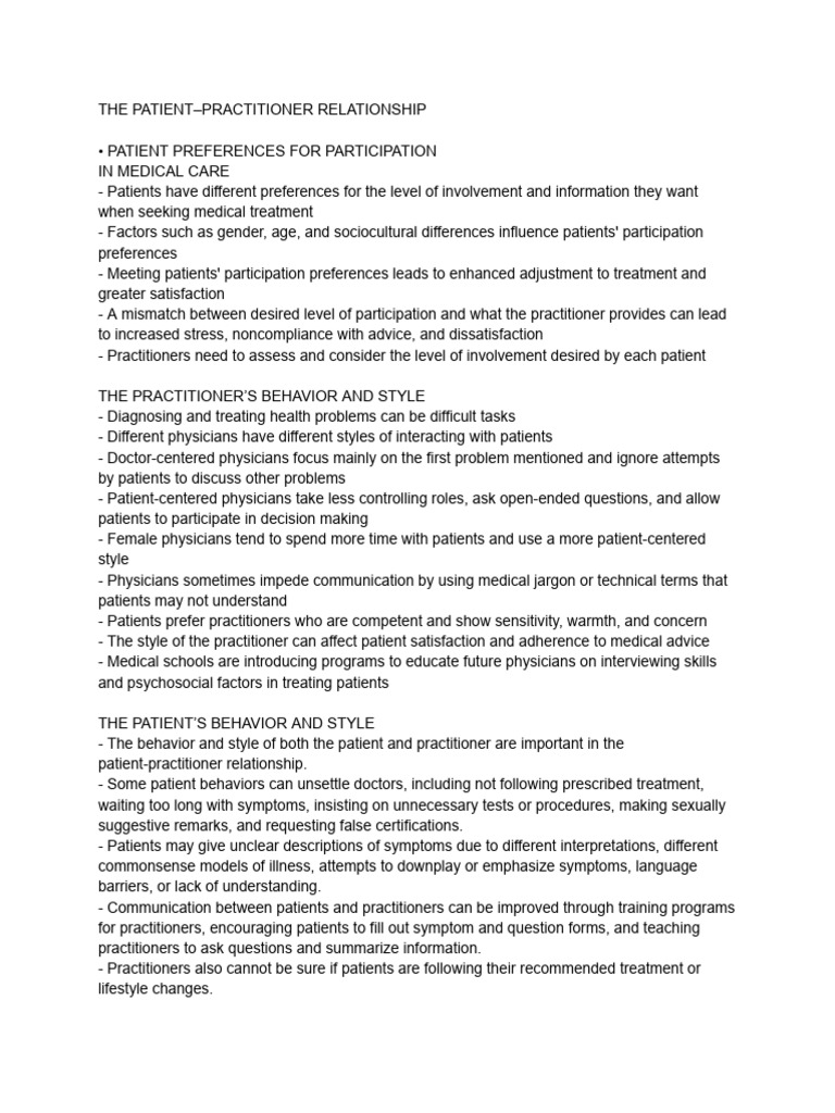 Patient Practitioner Relationship | PDF | Patient | Physician