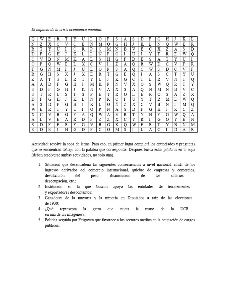 Sopa de letras | PDF | Economias