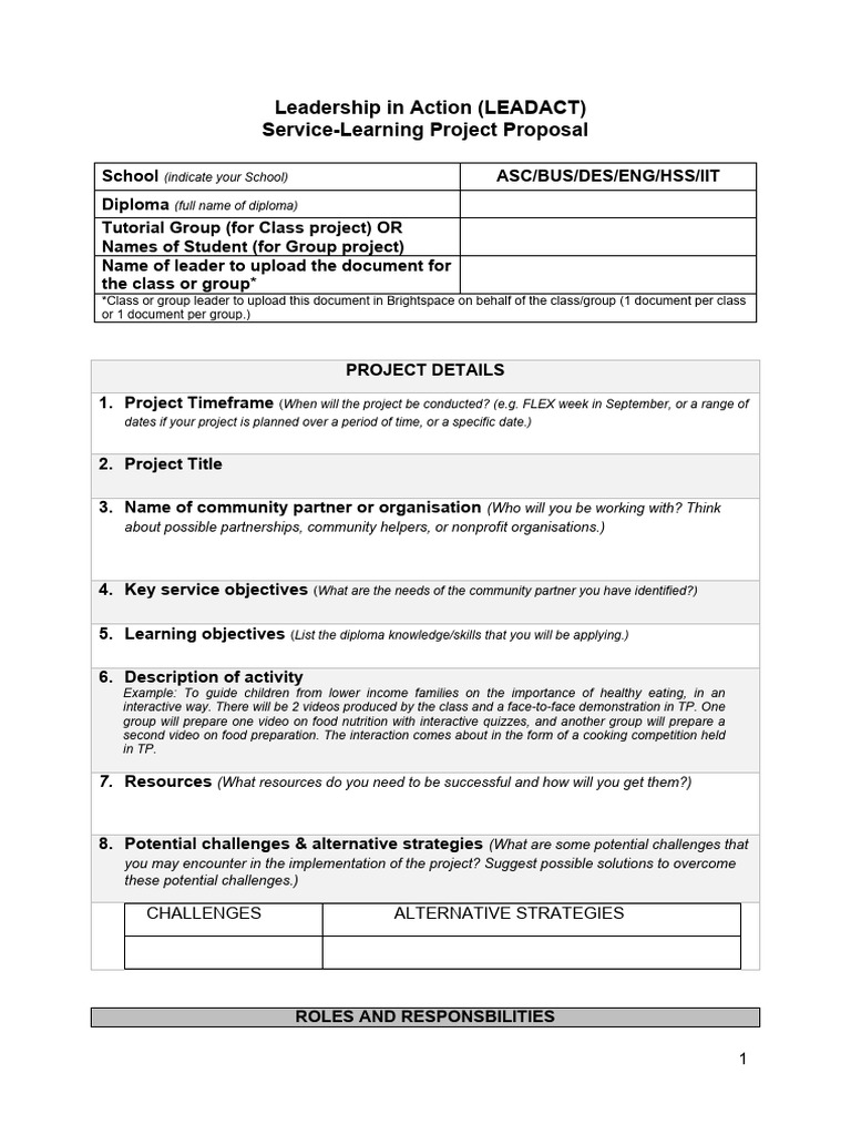 Service Learning Project Template | PDF | Service Learning | Cognitive ...