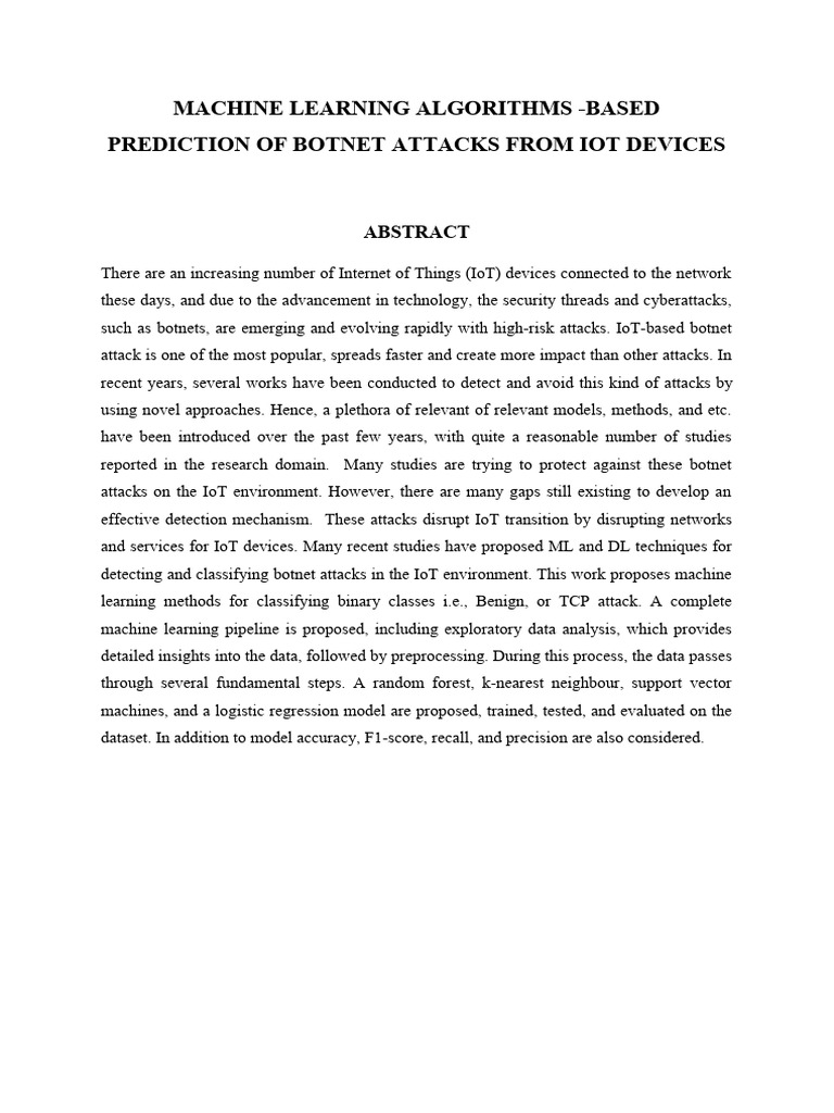 ML-Based IoT Botnet Attack Detection | PDF | Support Vector Machine ...